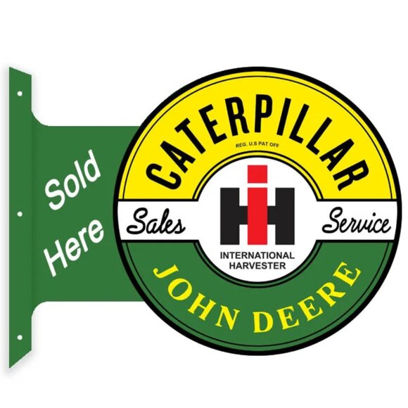 Wall Decor | Vintage Retro Doubled Sided Caterpillar John Deere Flanged ...
